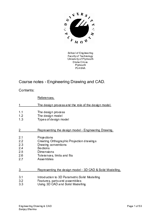 (PDF) Engineering Drawing & CAD Course notes -Engineering Drawing and CAD