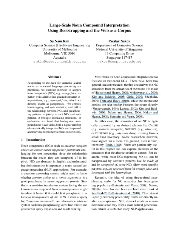 (PDF) Large-scale noun compound interpretation using bootstrapping and the web as a corpus ...