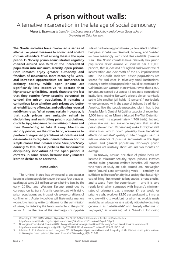(PDF) Shammas, V. L. (2015) 'A prison without walls: Alternative ...