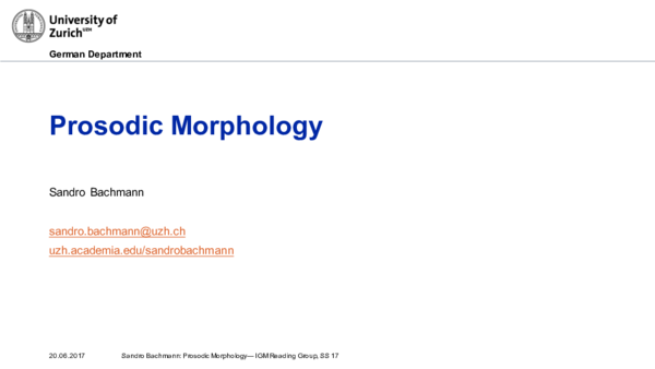 (PDF) Prosodic Morphology