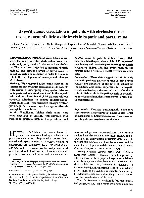 (PDF) Hyperdynamic circulation in patients with cirrhosis: direct ...