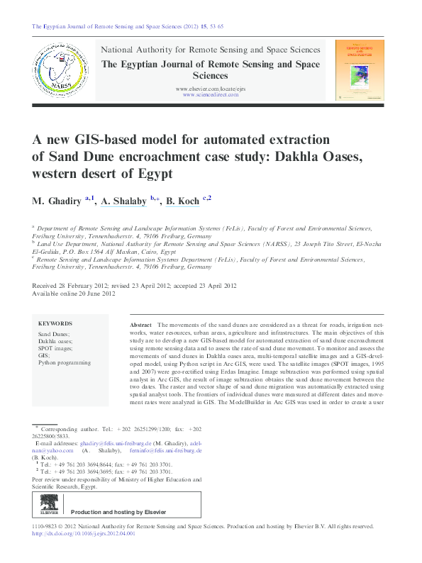 (PDF) A new GIS-based model for automated extraction of Sand Dune ...