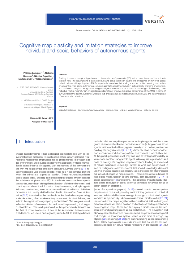 (PDF) Cognitive map plasticity and imitation strategies to improve individual and social ...