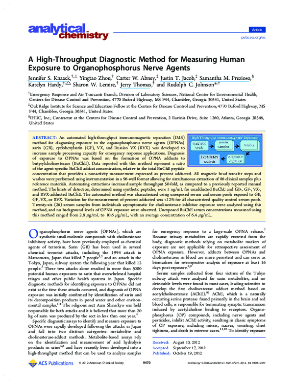 (PDF) A High-Throughput Diagnostic Method for Measuring Human Exposure ...
