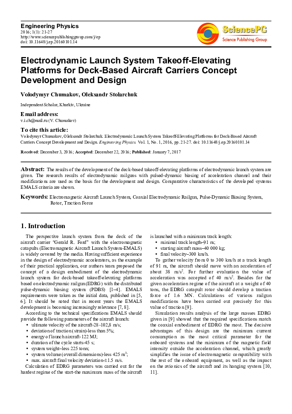 (PDF) Electrodynamic Launch System Takeoff-Elevating Platforms for Deck ...