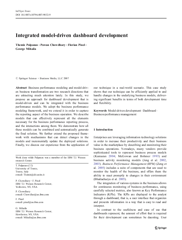 (PDF) Integrated model-driven dashboard development