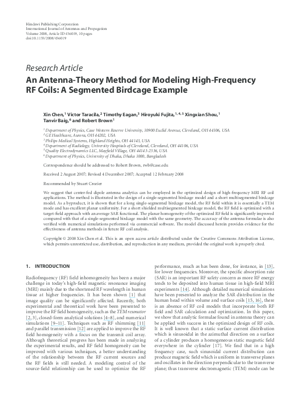 (PDF) An Antenna-Theory Method for Modeling High-Frequency RF Coils: A ...