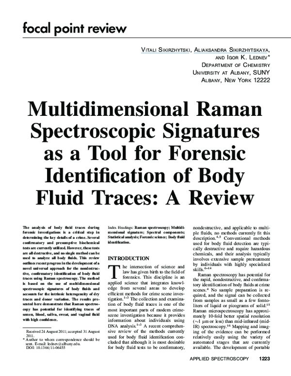 (PDF) Multidimensional Raman Spectroscopic Signatures as a Tool for ...