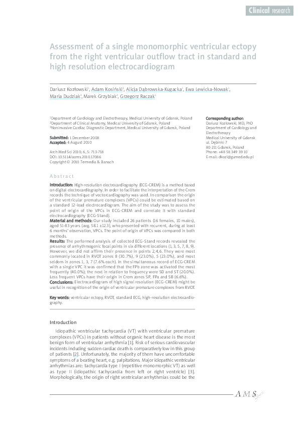 (PDF) Assessment of a single monomorphic ventricular ectopy from the ...