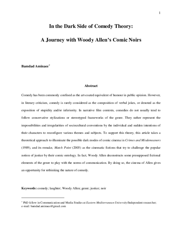 (PDF) In the Dark Side of Comedy Theory: A Journey with Woody Allen's ...