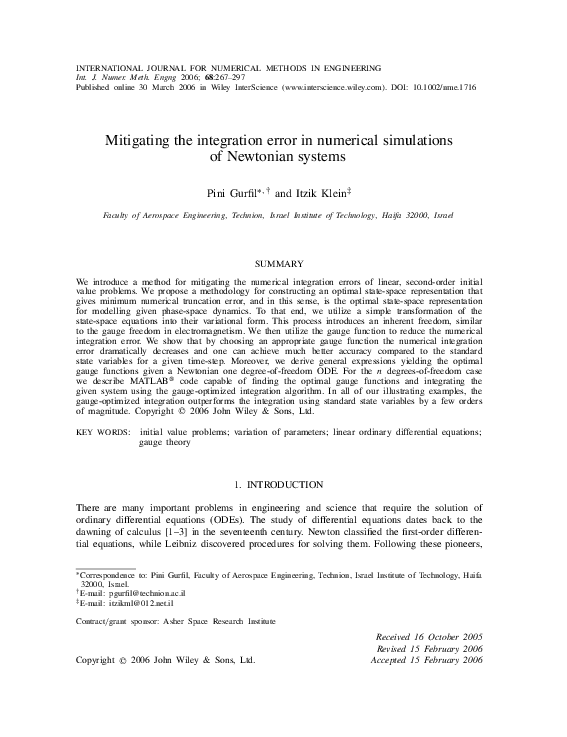 Pdf Mitigating The Integration Error In Numerical Simulations Of
