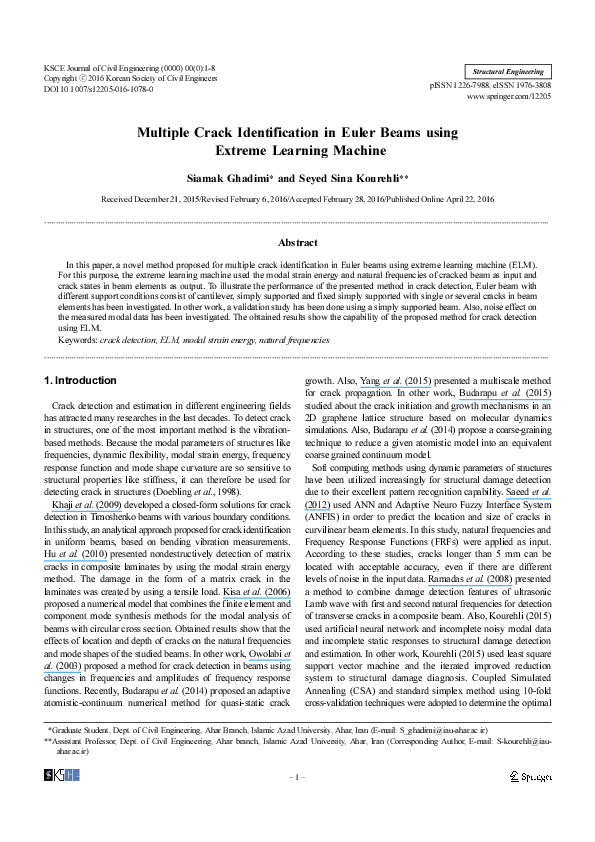 (PDF) Multiple Crack Identification in Euler Beams using Extreme Learning Machine