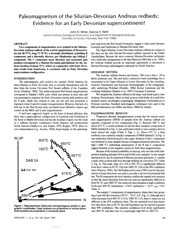 (PDF) Paleomagnetism of the Silurian-Devonian Andreas redbeds ...