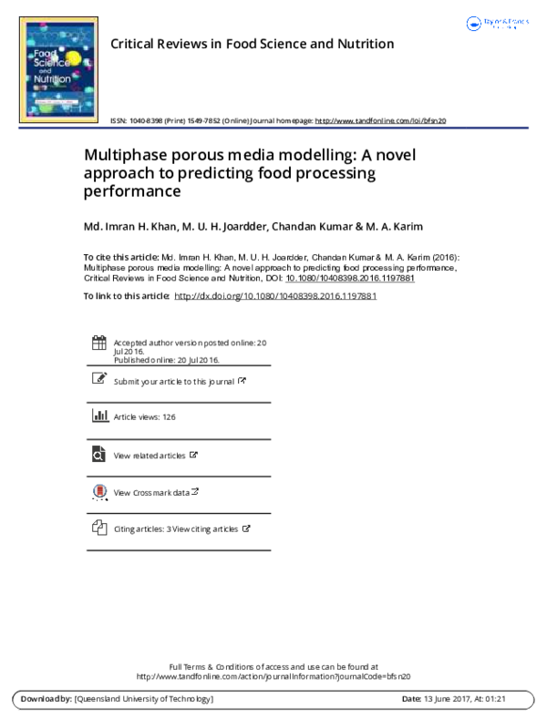 (PDF) Multiphase porous media modelling: A novel approach to predicting food processing performance