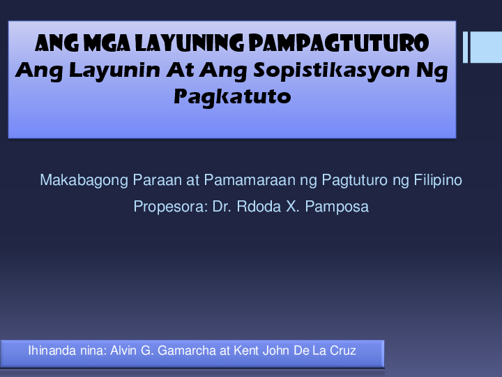 Layunin Sa Pagkatuto Sample - salayunin