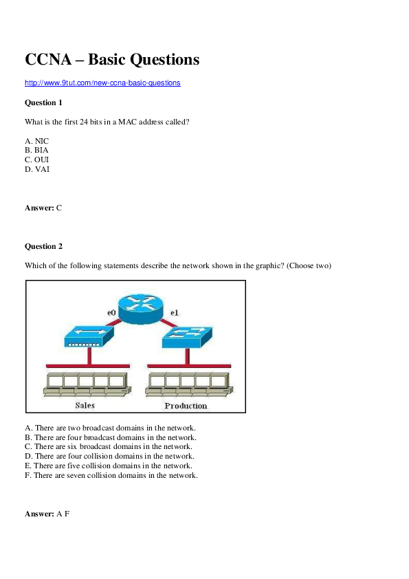 (PDF) CCNA – Basic Questions | Bharat Ram - Academia.edu
