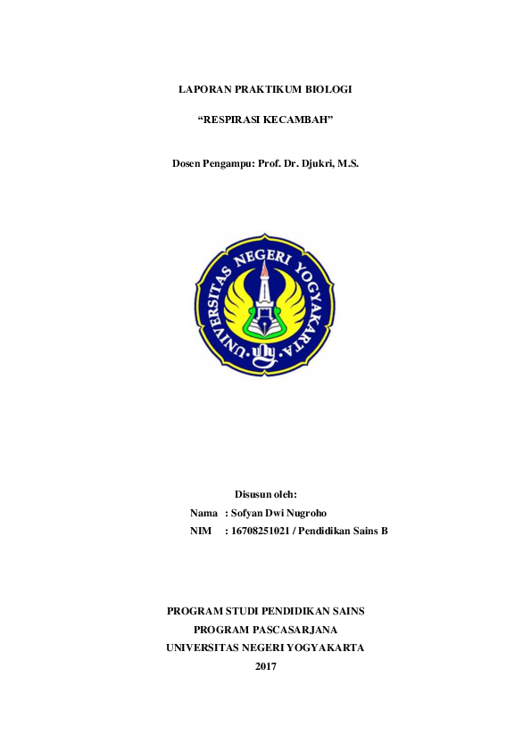 (DOC) 8. LAPORAN PRAKTIKUM BIOLOGI RESPIRASI KECAMBAH