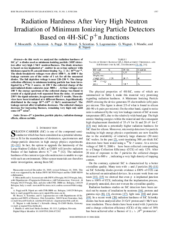 (PDF) Radiation hardness after very high neutron irradiation of minimum ionizing particle ...
