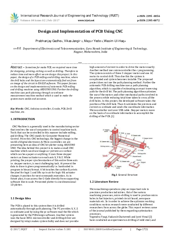 (PDF) Design and Implementation of PCB Using CNC