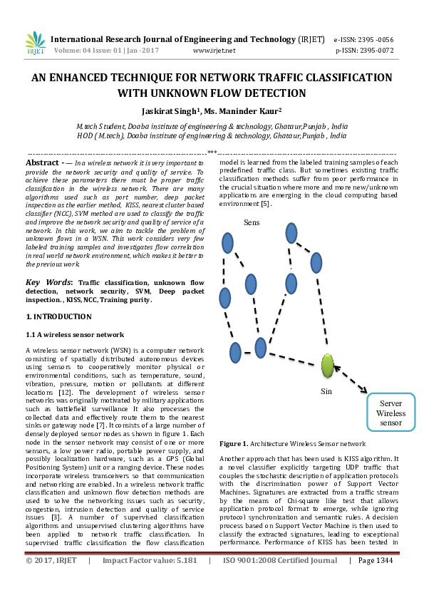 Pdf An Enhanced Technique For Network Traffic Classification With Unknown Flow Detection