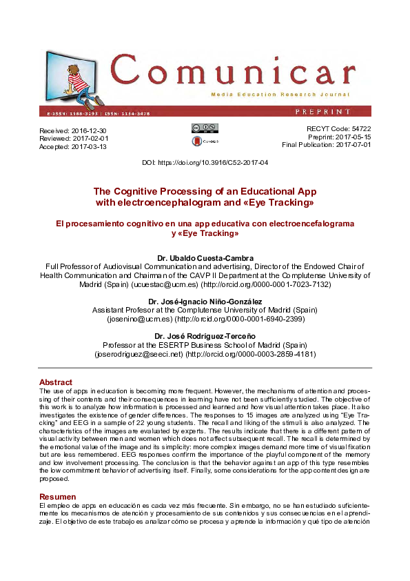 (PDF) The Cognitive Processing of an Educational App with ...