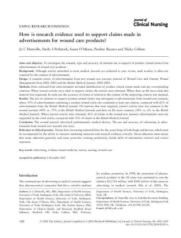 (PDF) How is research evidence used to support claims made in ...