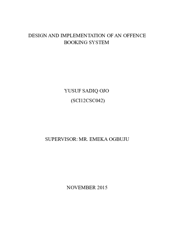 (DOC) DESIGN AND IMPLEMENTATION OF AN OFFENCE BOOKING SYSTEM