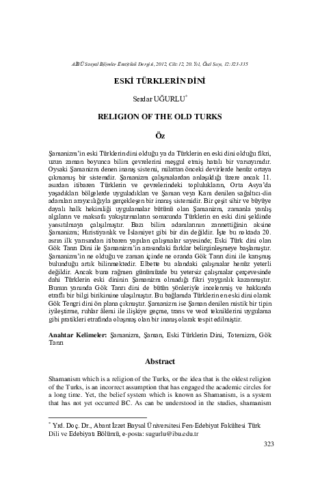 (PDF) Eski Türklerin Dini / Religion of the Old Turks
