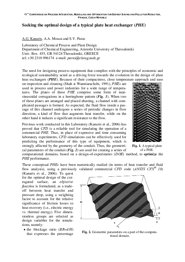 (PDF) Seeking the optimal design of a typical plate heat exchanger (PHE)