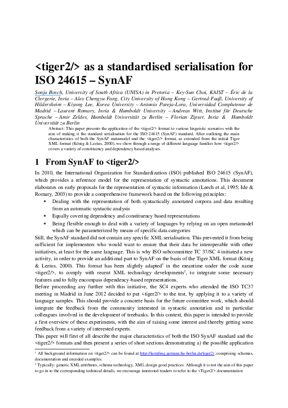 (PDF) [tiger2] As a standardized serialisation for ISO 24615 - SynAF | Alex Fang - Academia.edu