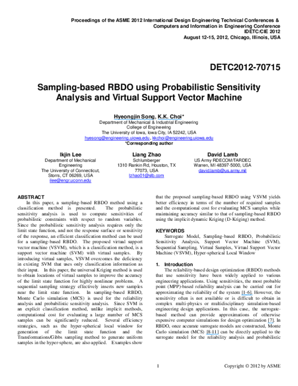 (PDF) Sampling-Based RBDO Using Probabilistic Sensitivity Analysis and Virtual Support Vector ...