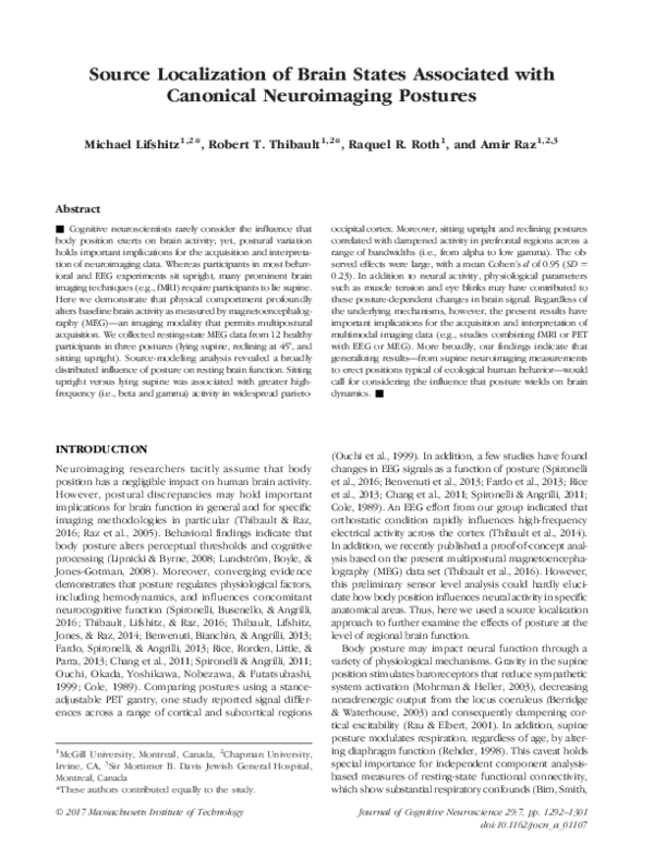 (PDF) Brain states associated with canonical neuroimaging postures ...