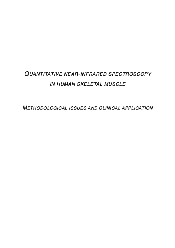 (PDF) QUANTITATIVE NEAR-INFRARED SPECTROSCOPY IN HUMAN SKELETAL MUSCLE METHODOLOGICAL ISSUES AND ...