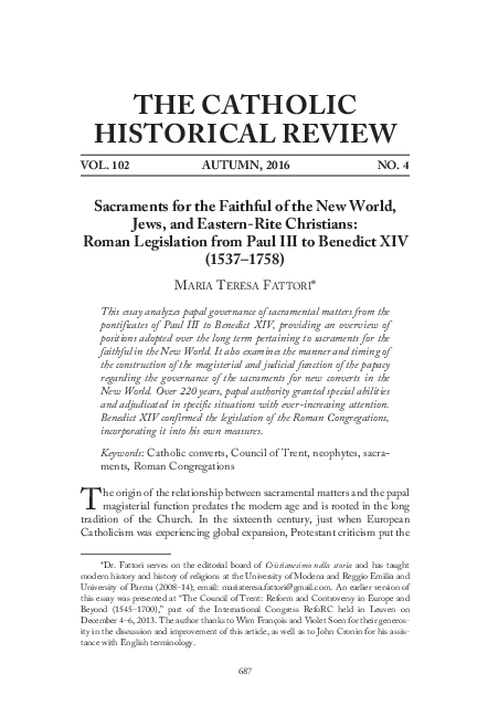 (PDF) Sacraments for the Faithful of the New World, Jews, and Eastern ...