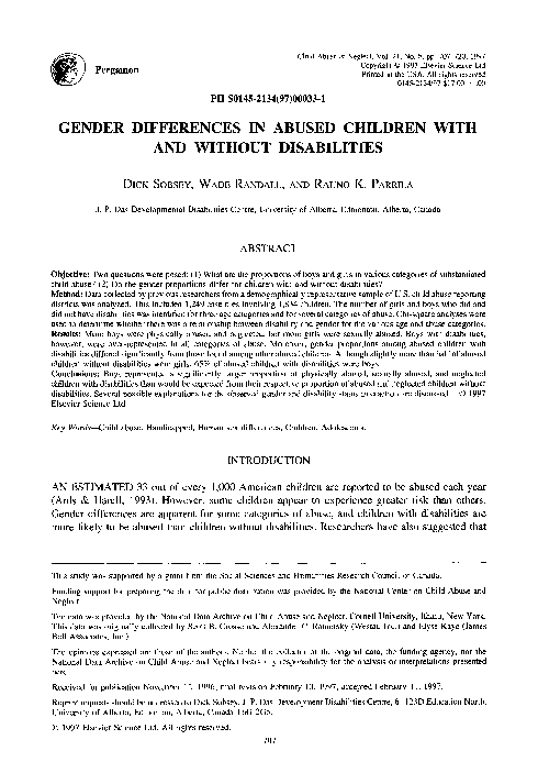 (PDF) Gender differences in abused children with and without disabilities