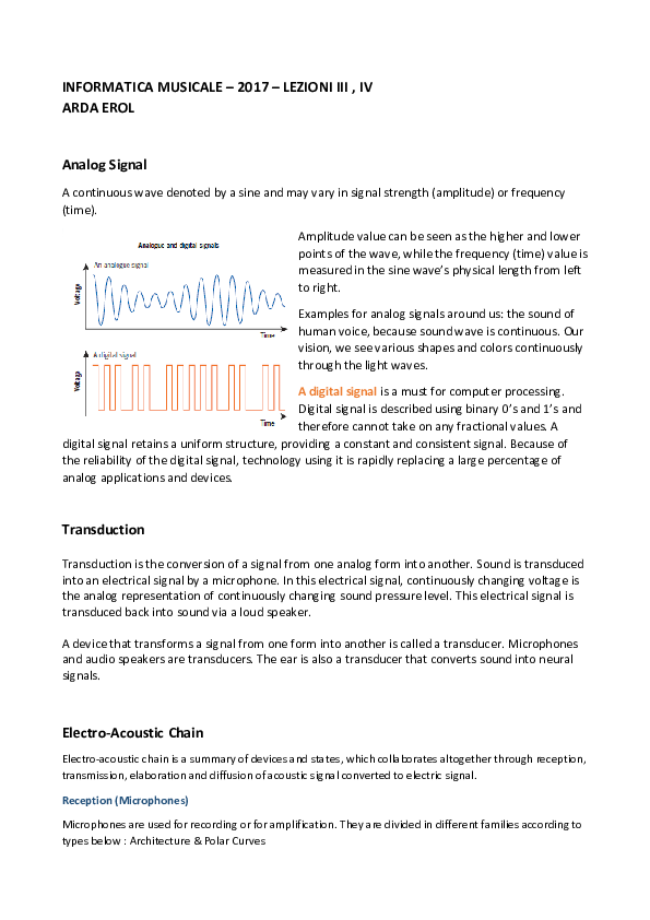 (PDF) INFORMATICA MUSICALE – 2017 – LEZIONI III , IV ARDA EROL Analog ...