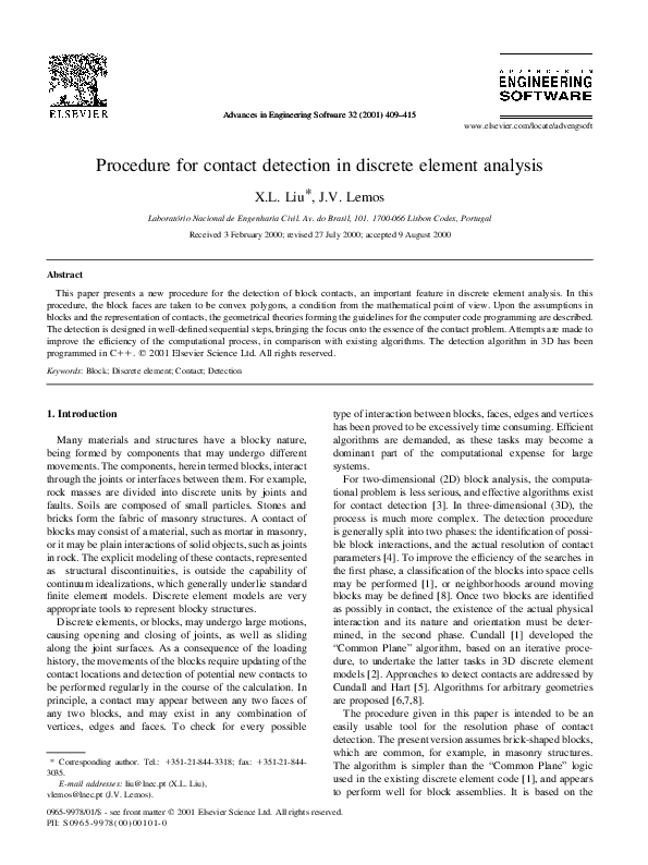 Pdf Procedure For Contact Detection In Discrete Element Analysis