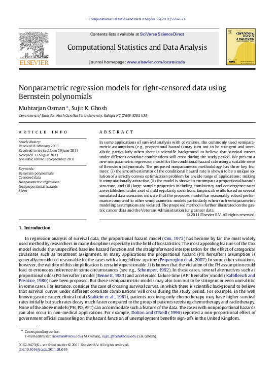 Pdf Nonparametric Regression Models For Right Censored Data Using Bernstein Polynomials