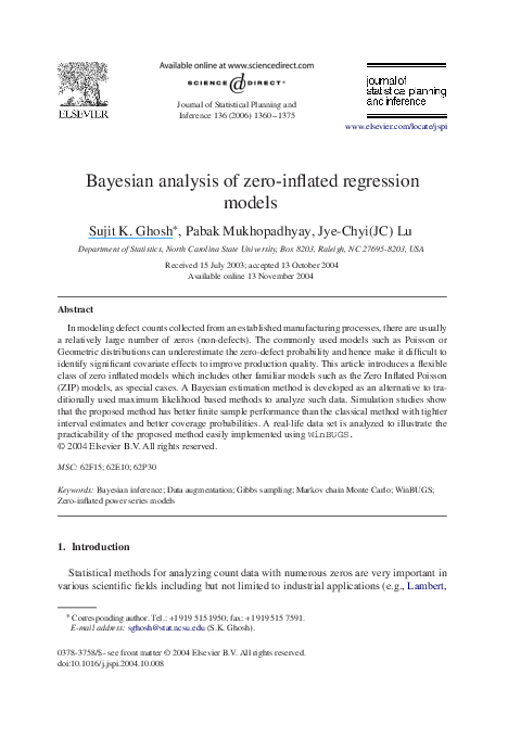 (PDF) Bayesian analysis of zero-inflated regression models