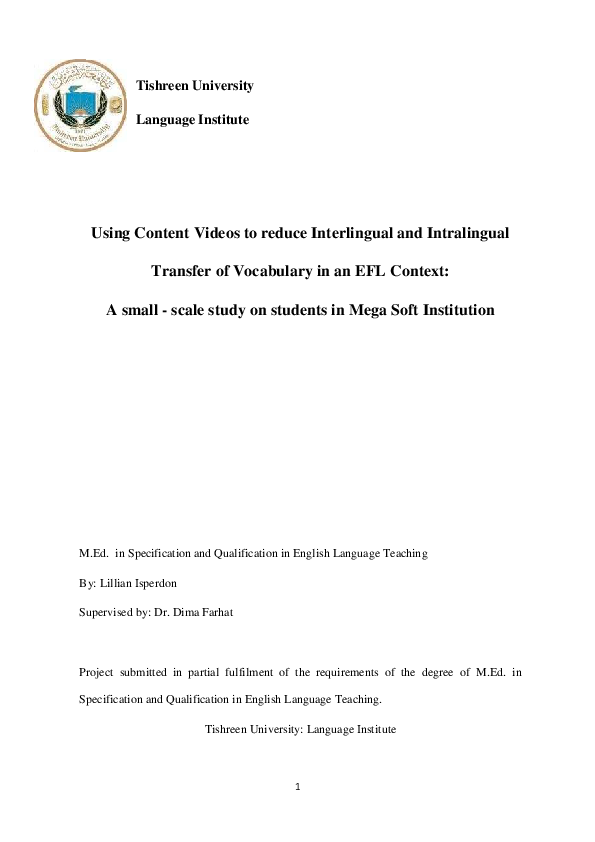 (PDF) Using Content Videos to reduce Interlingual and Intralingual ...