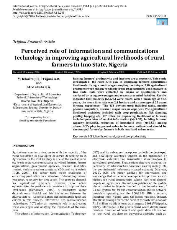 (PDF) Perceived role of information and communications technology in ...