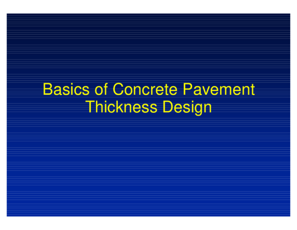 (PDF) Basics of Concrete Pavement Thickness Design