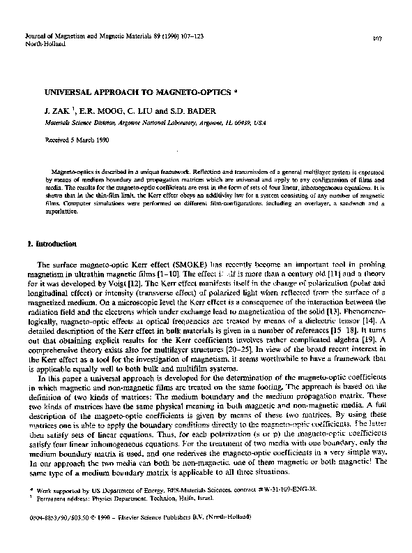 (PDF) Universal approach to magneto-optics