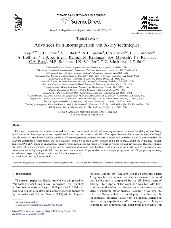 (PDF) Advances in nanomagnetism via X-ray techniques