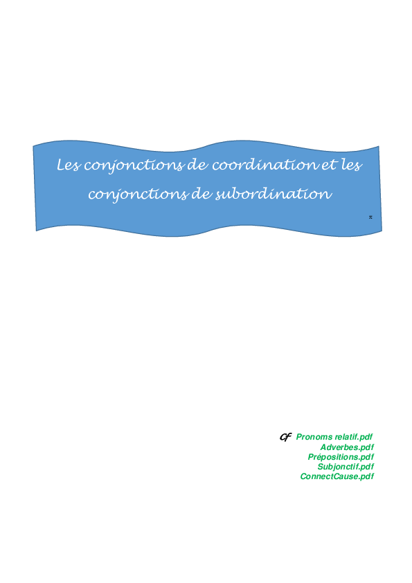 (PDF) Les conjonctions de coordination et les conjonctions de subordination