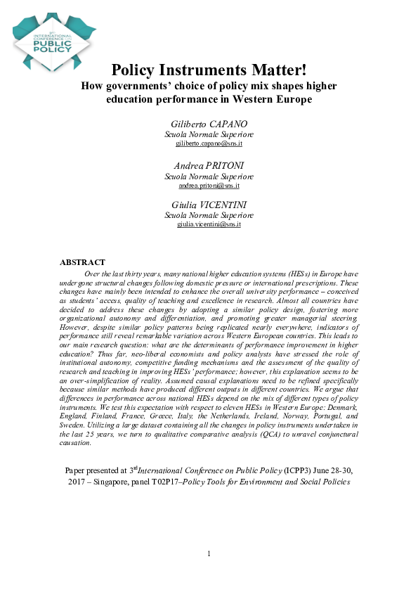 (PDF) Policy Instruments Matter! How governments' choice of policy mix ...
