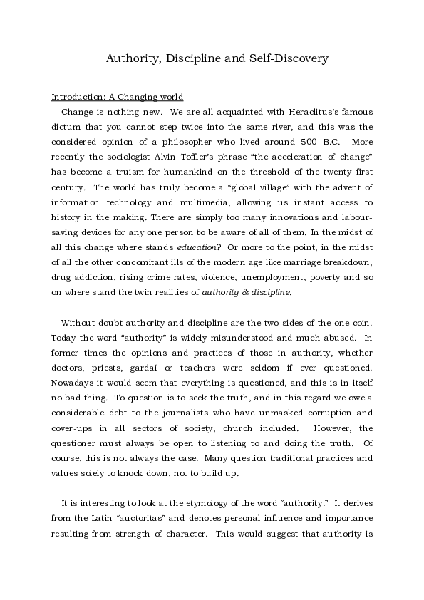 (PDF) Authority, Discipline and Self-Discovery