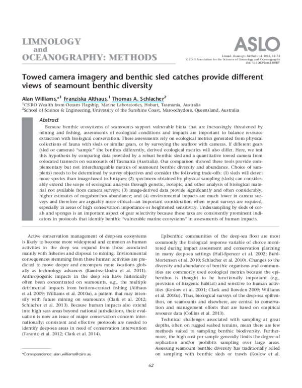 (PDF) Towed camera imagery and benthic sled catches provide different ...