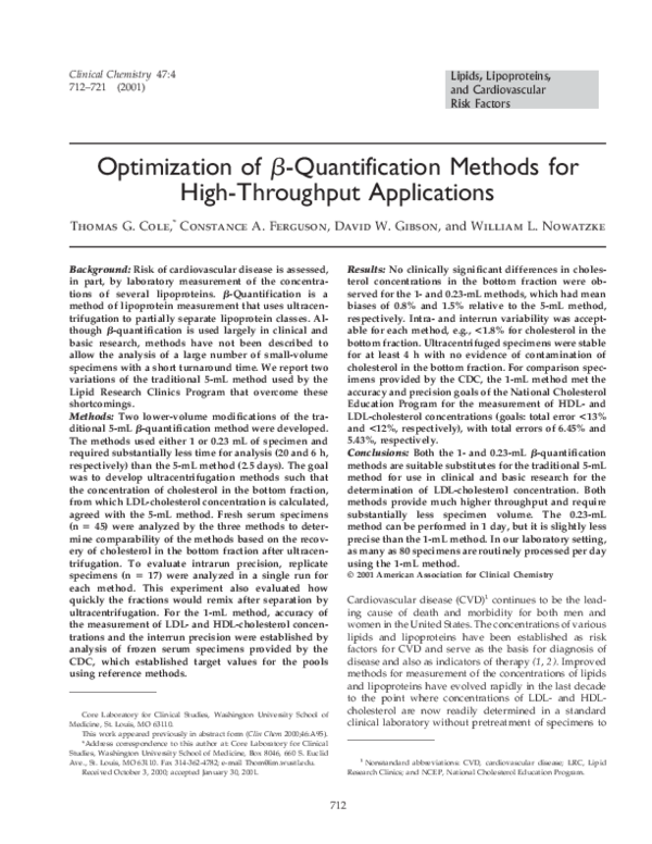 (PDF) Optimization of b-Quantification Methods for High-Throughput Applications