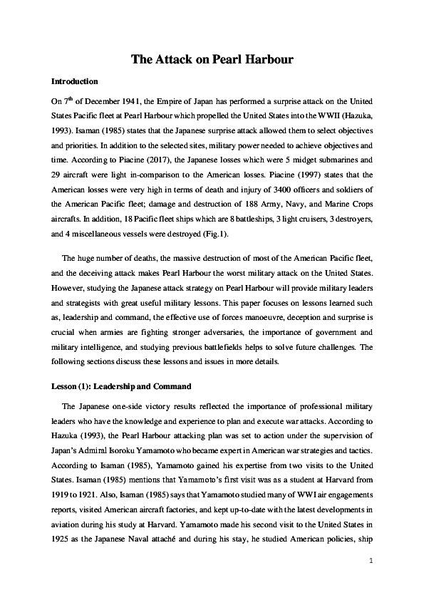 (DOC) The Attack on Pearl Harbour